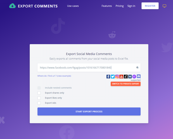 How to export Facebook comments to Excel